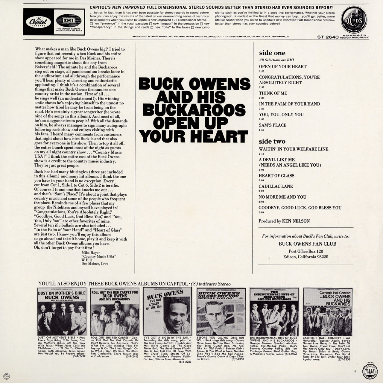 Buck Owens And His Buckaroos — Adios, Farewell, Goodbye, Good Luck, So Long: On Stage 1964-1974 ...