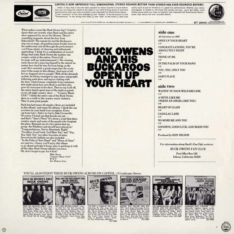 Buck Owens And His Buckaroos — Adios, Farewell, Goodbye, Good Luck, So ...
